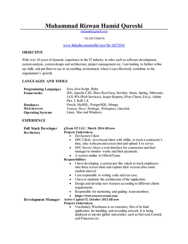 Rizwan Hamid-CV | PDF