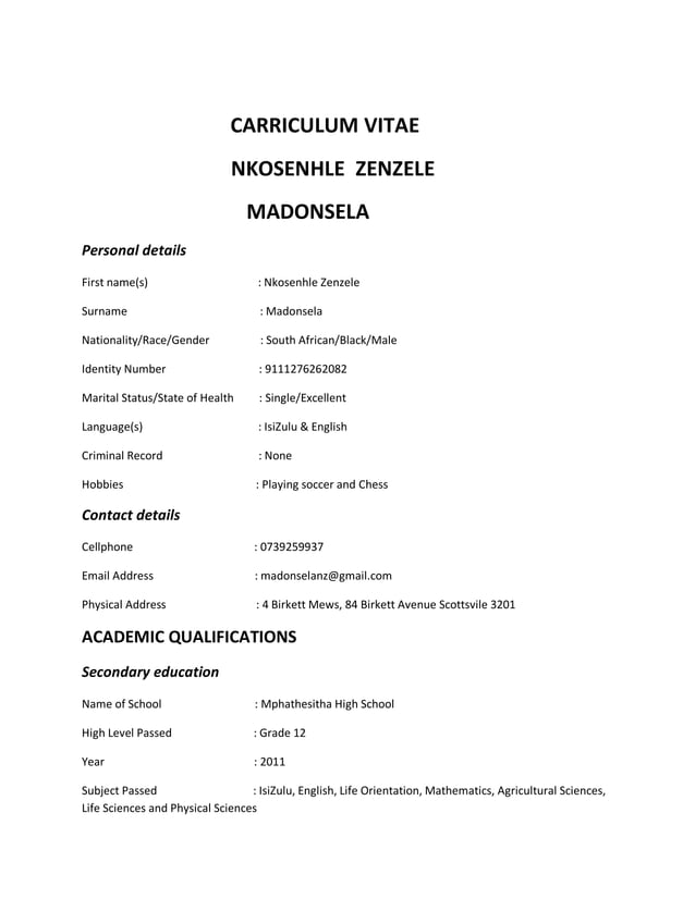 CARRICULUM VITAE | PDF