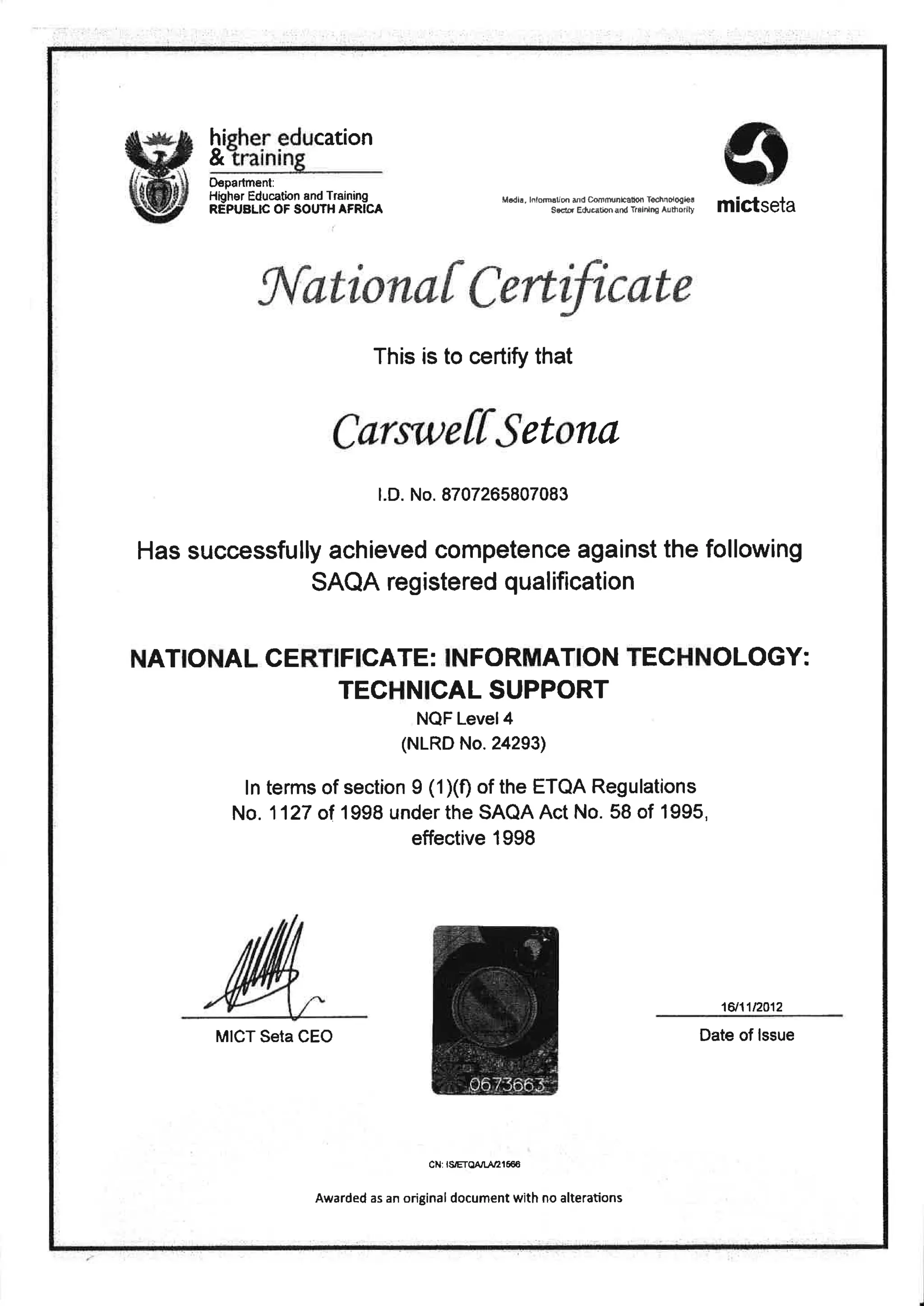 National Certificate_IT | PDF