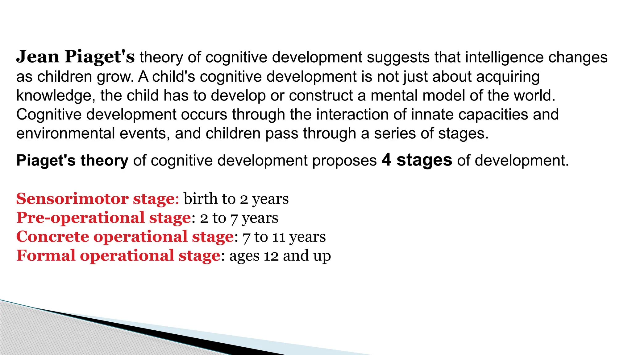 Piaget's Stages of Cognitive Development | PPTX