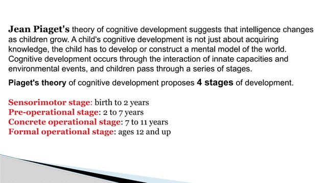 Piaget's Stages of Cognitive Development | PPTX