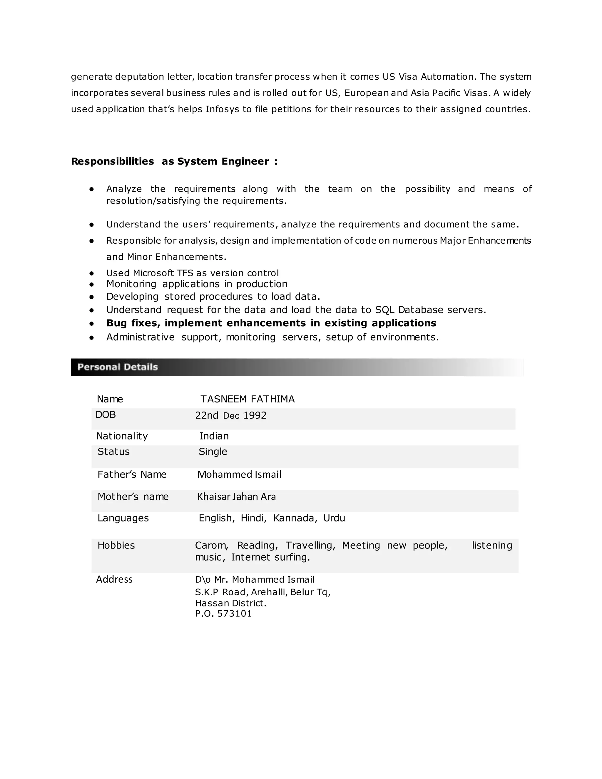 TasneemResume | DOCX