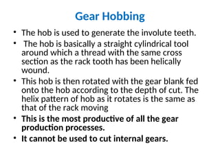 Gear-Generation manufacturing PROCESS II YEAR | PPT