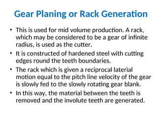 Gear-Generation manufacturing PROCESS II YEAR | PPT
