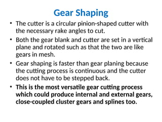 Gear-Generation manufacturing PROCESS II YEAR | PPT