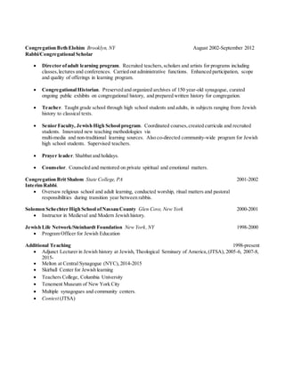 Rabbi Daniel M. Bronstein Resume | DOCX