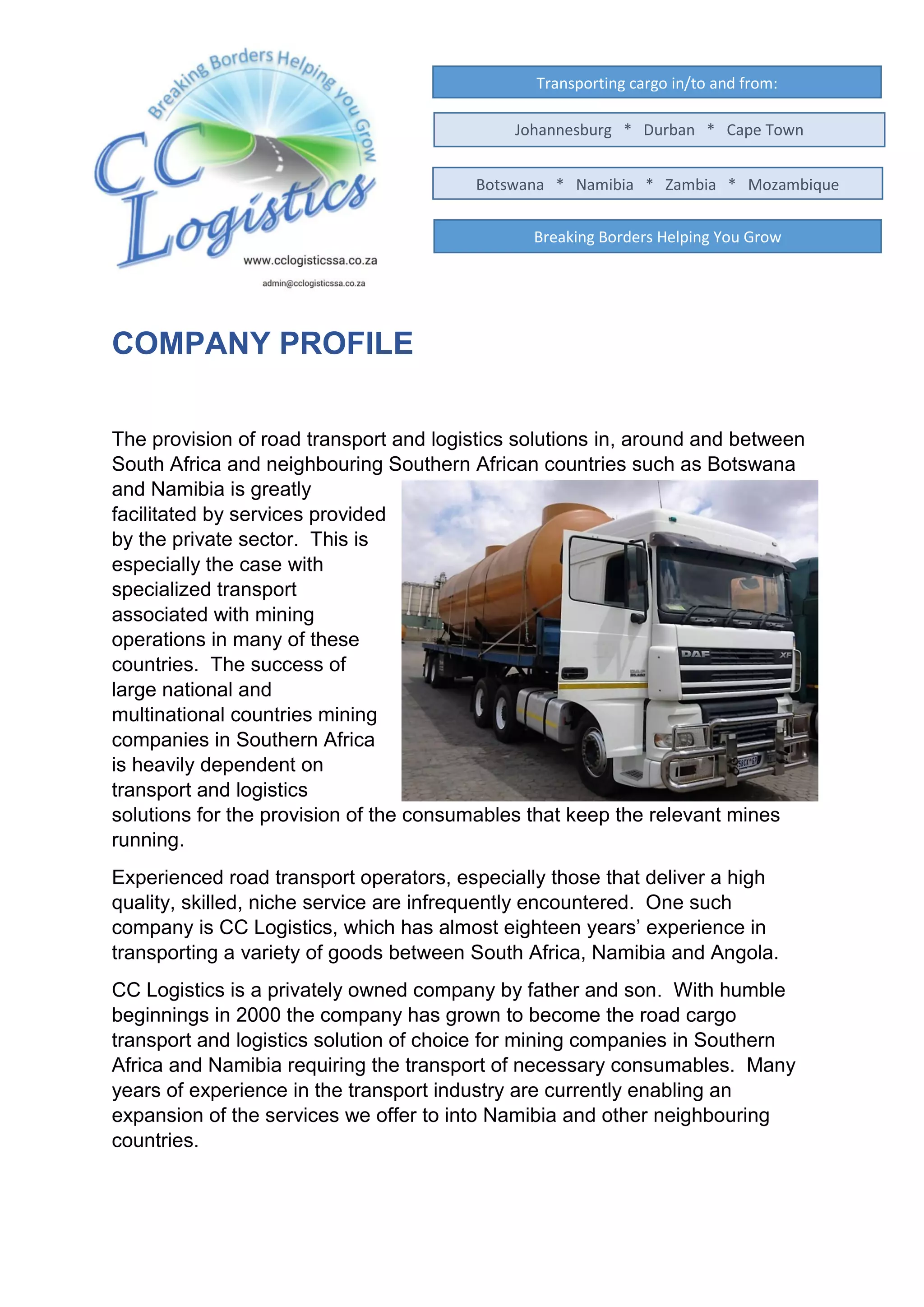 CC Logistics Company Profile | PDF