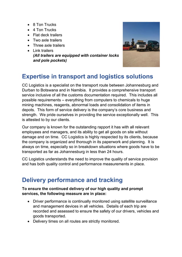 CC Logistics Company Profile | PDF
