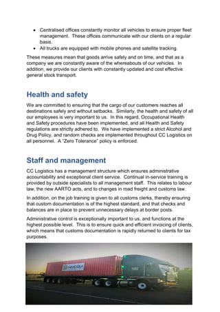 CC Logistics Company Profile | PDF