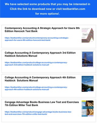 Contemporary Accounting A Strategic Approach for Users 9th Edition ...