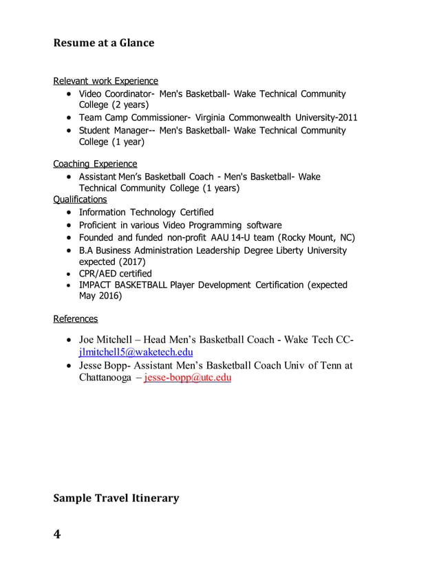 Coaching Portfolio | DOCX | College Basketball | College Sports