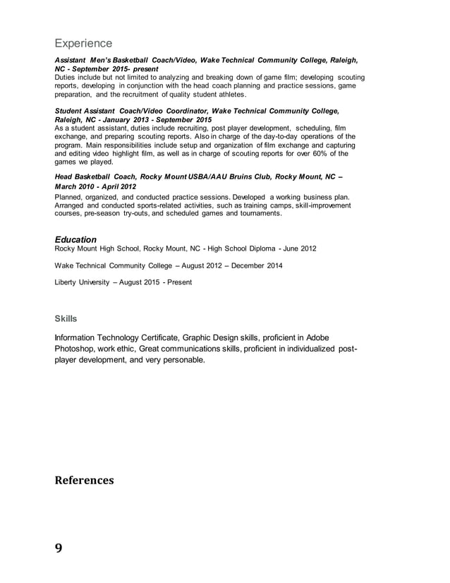 Coaching Portfolio | DOCX | College Basketball | College Sports