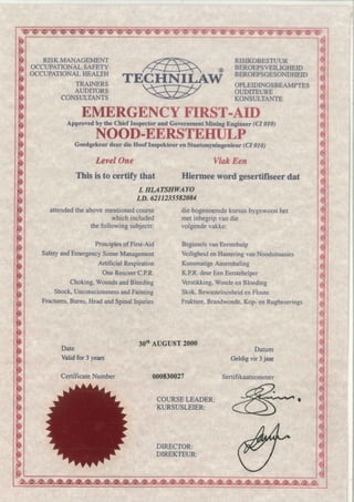 Emergency First Aid Level One | PDF