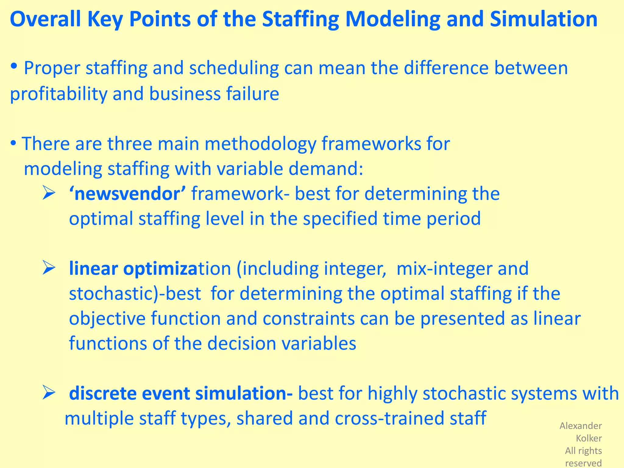 Optimized Staffing with variable demand | PDF