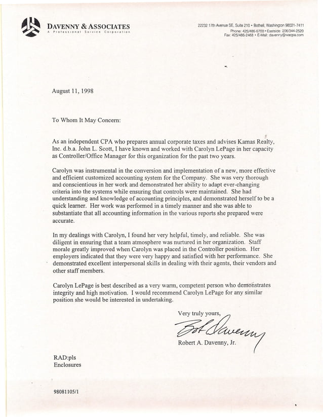 Carolyn LePage Reference Letters | PDF
