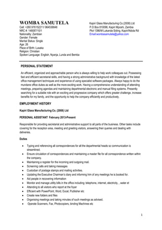WOMBA'S CV-PDF | PDF | Business | Business and Finance
