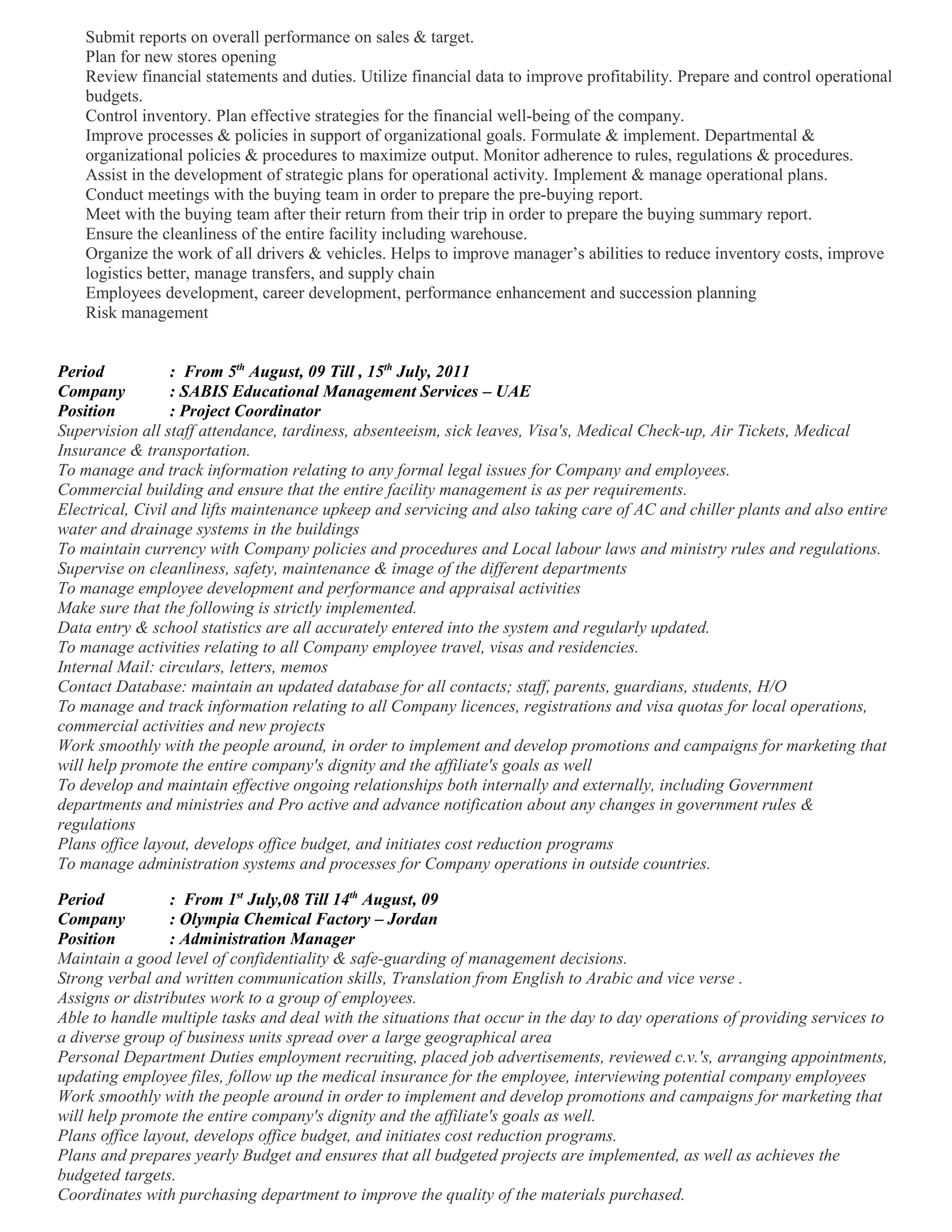 Area Operations Manager | DOC