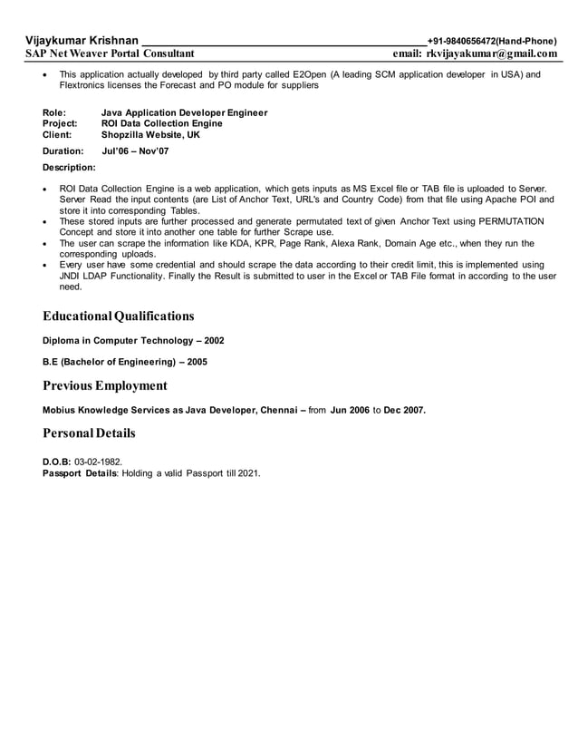 Vijaykumar Krishnan_SAP_Enterprise_Portal_Resume | PDF