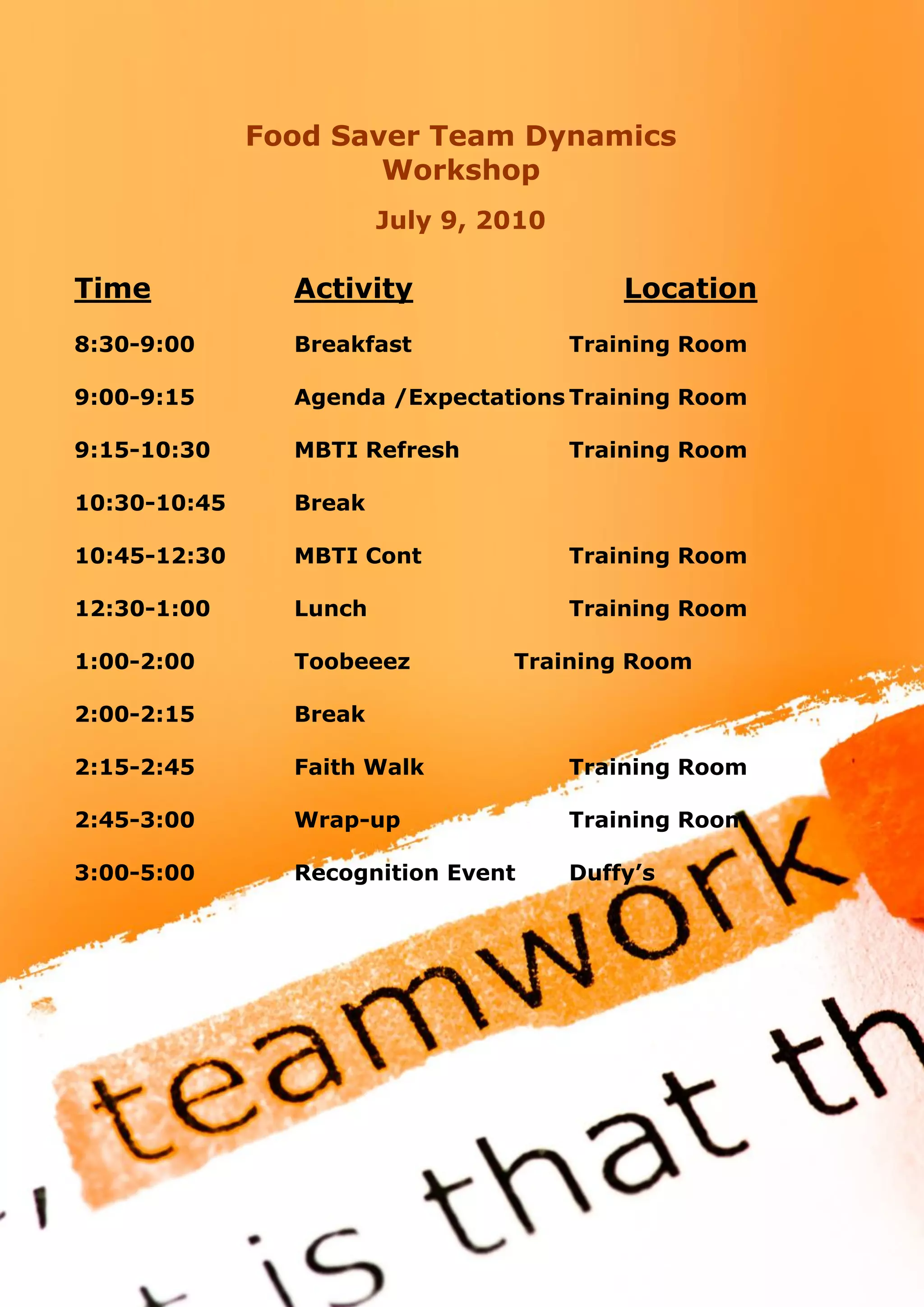 Teamwork Agenda 070910 | PDF