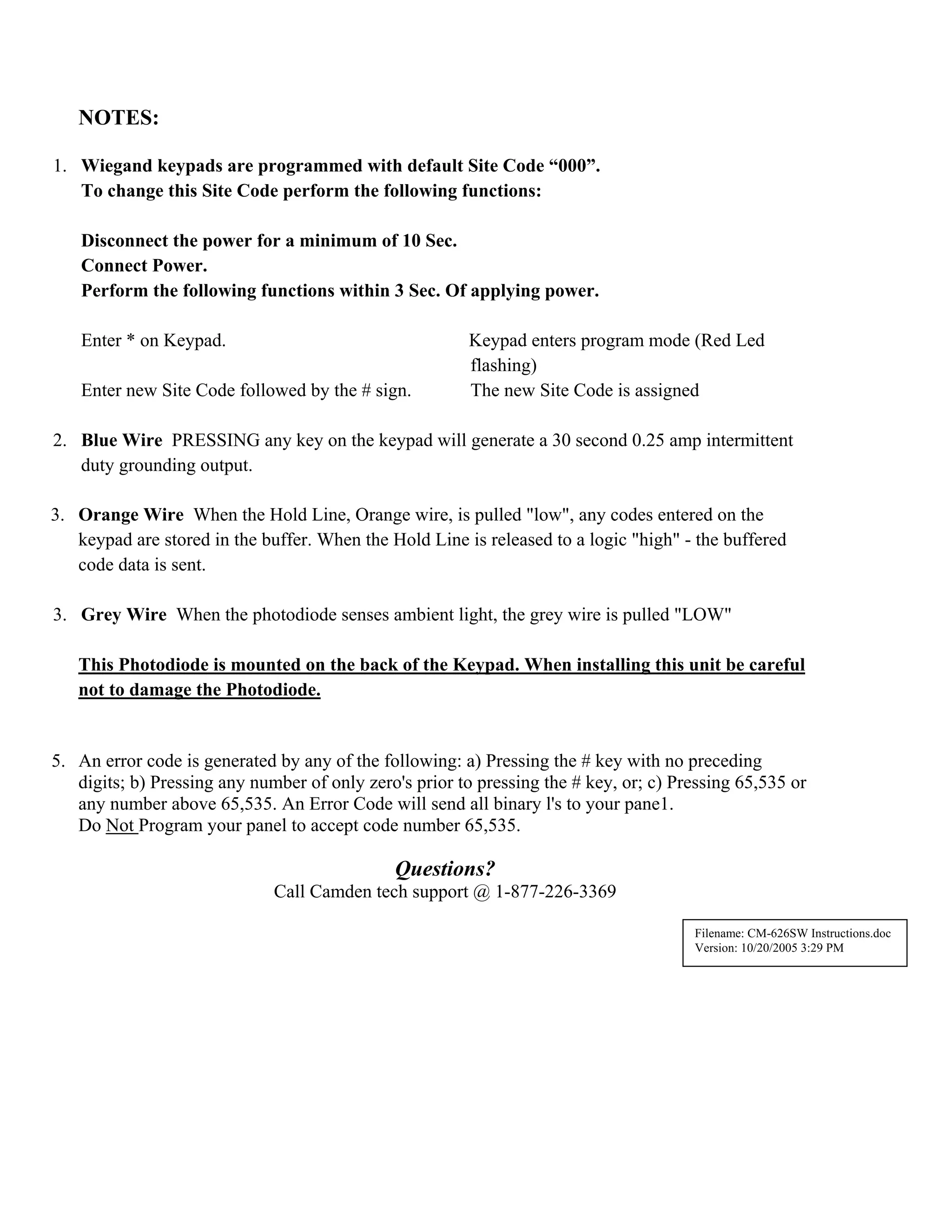 Camden 626SW Instruction Manual | PDF