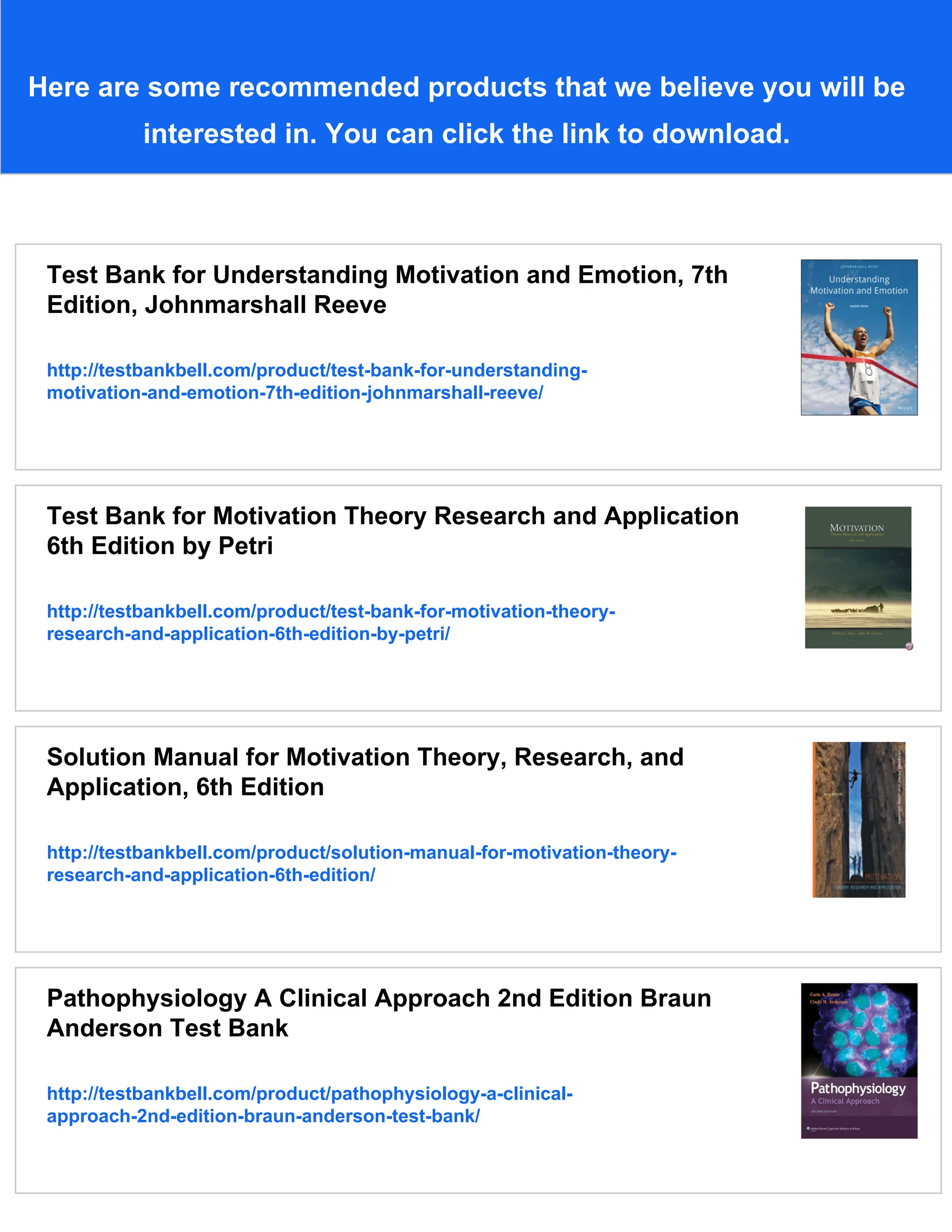 Test Bank for Understanding Motivation and Emotion, 6th Edition by ...