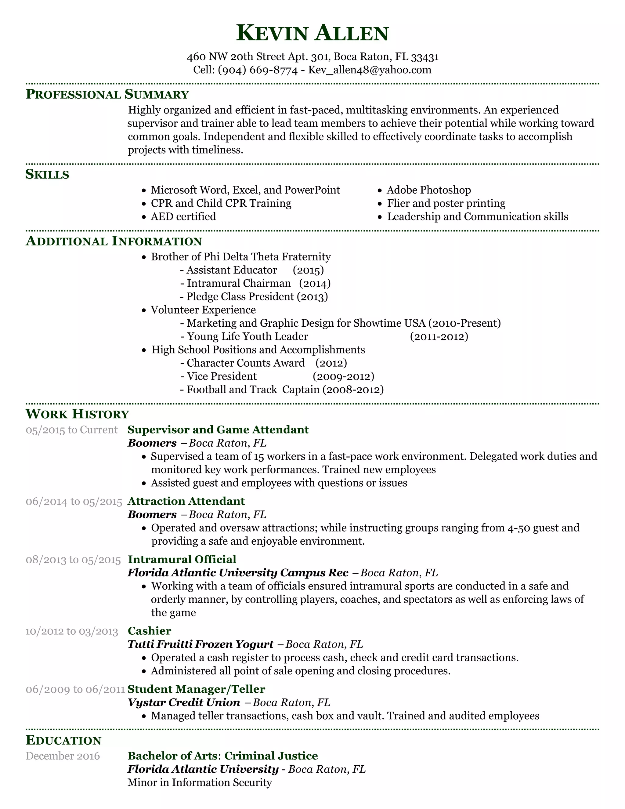 Kevin Allen Resume 2016 | PDF