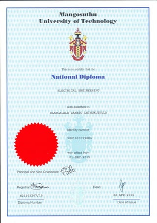 National Diploma Certificate | PDF