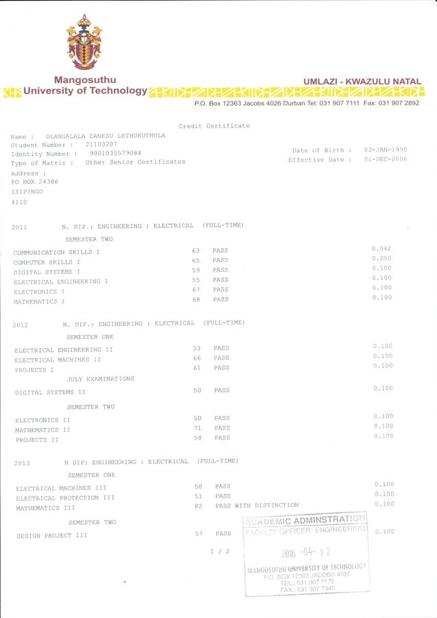 National Diploma Certificate | PDF