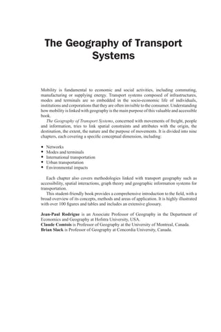 THE GEOGRAPHY OF TRANSPORT SYSTEMS 1st Edition Jean-Paul Rodrigue | PDF