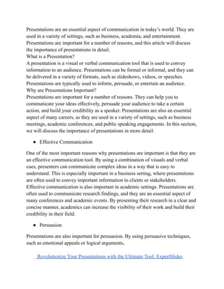 Powerful Presentations The Key to Success in Communication | PDF