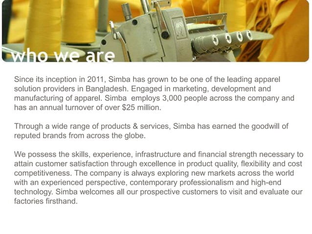 Simba Fashions Limited Factory Profile | PPSX | Mechanical and ...