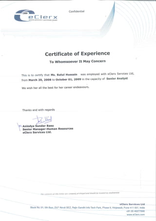 Experience Certificates | PDF