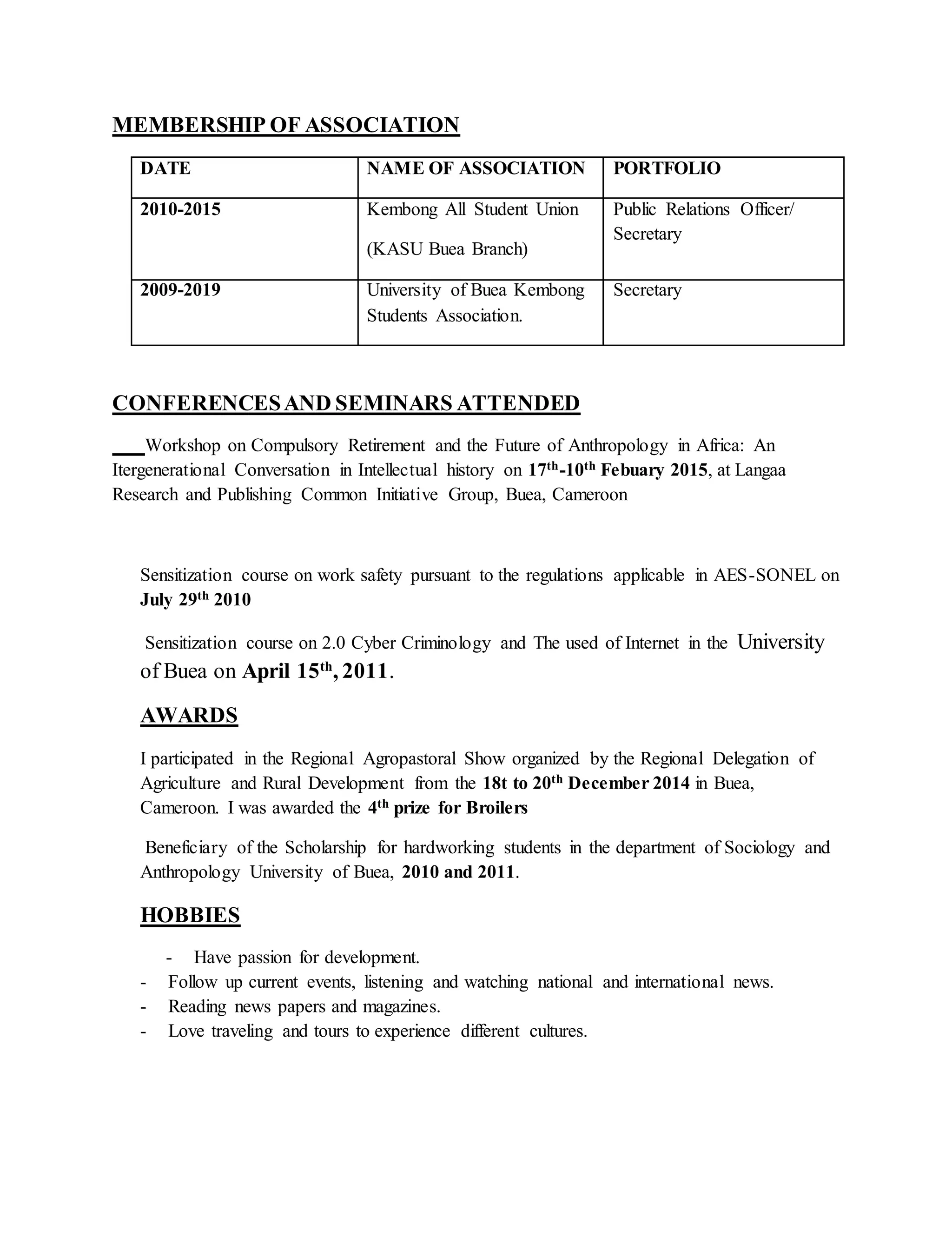 Ebai Williiam Egbe's CV | PDF