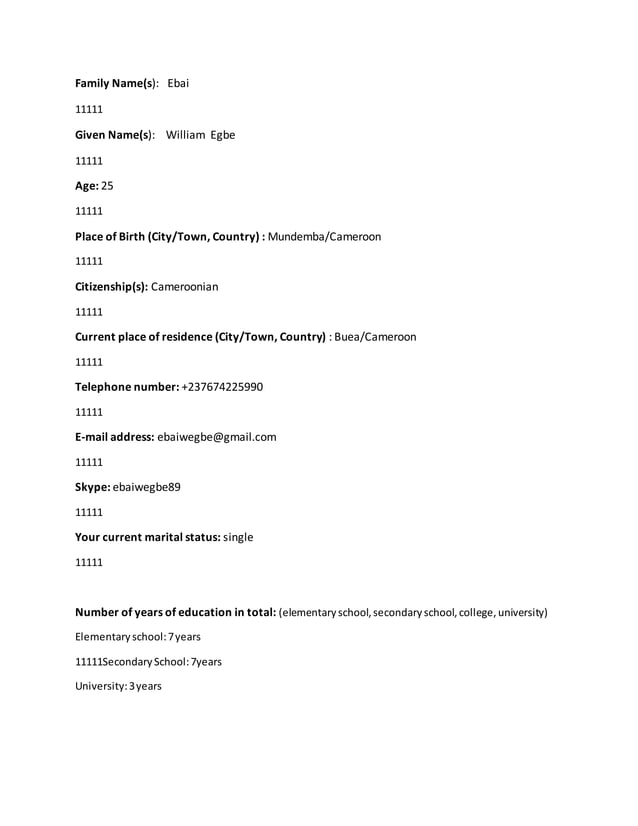 Ebai Williiam Egbe's CV | PDF