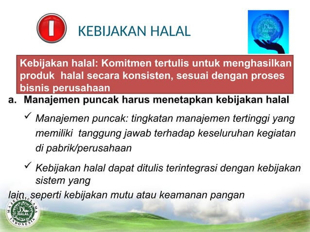 Sistem jaminan produk halal pada Kemenag RI | PPT