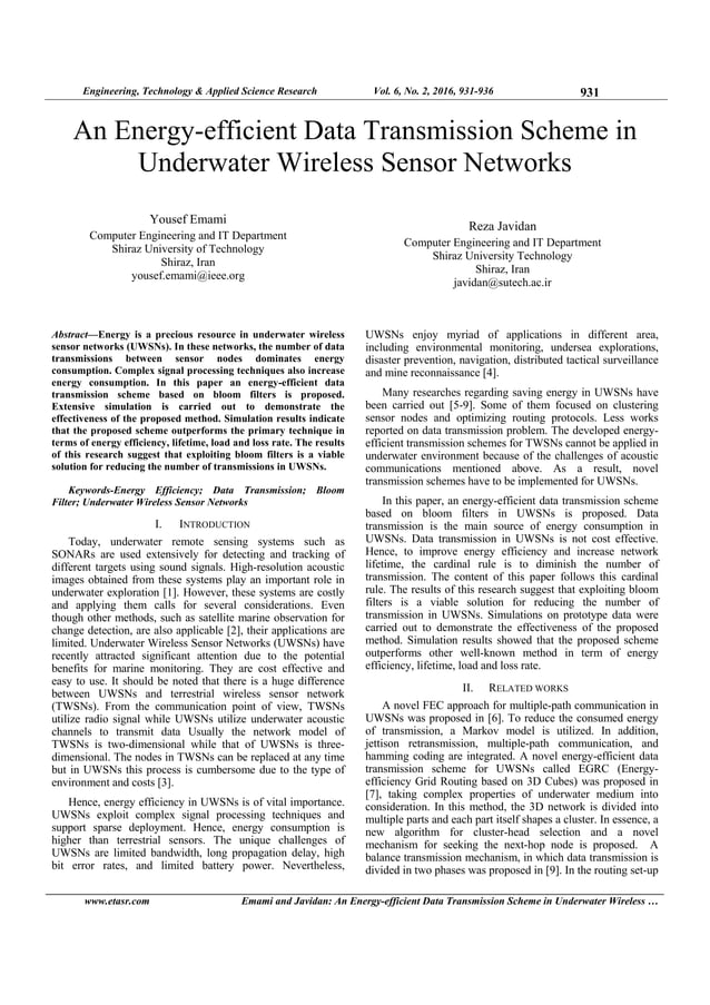 An Energy Efficient Data Transmission Scheme In Underwater Wireless