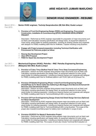 Resume_ARIE HIDAYATI_SNR HVAC ENGINEER | PDF | Civil Engineering Industry | Industries