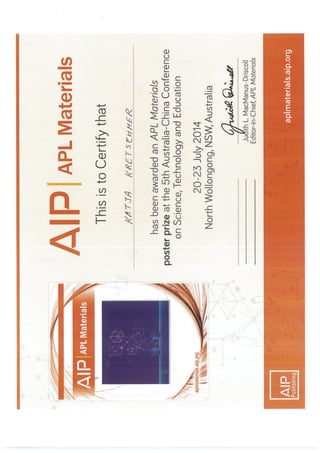 Poster Presentation and APL Materials Poster Award | PDF