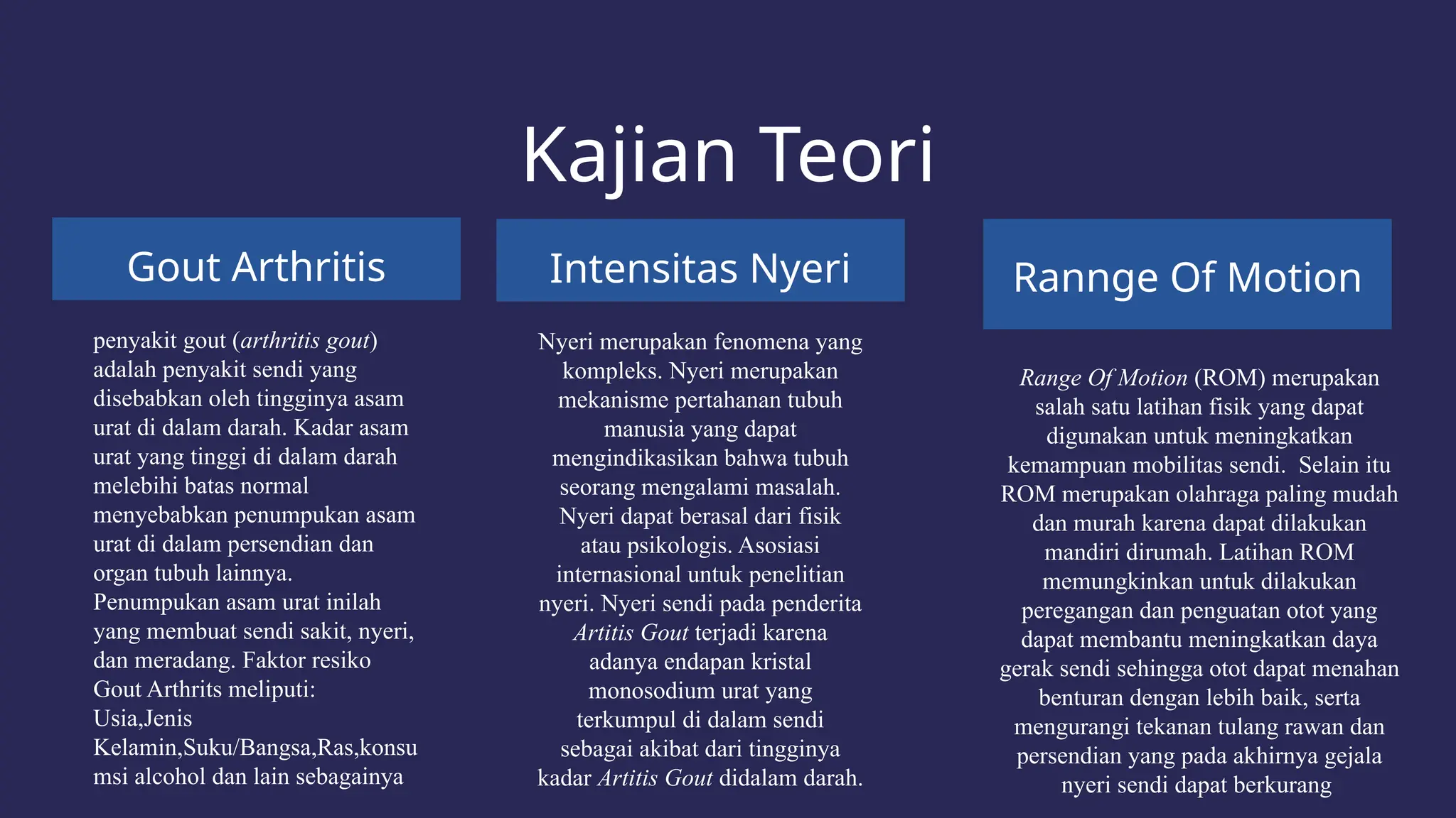 Hasil penelitian dan pembahpengaruh latihan ROM terhadap intensitas ...