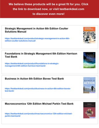 Strategic Management in Action 6th Edition Coulter Test Bank | PDF