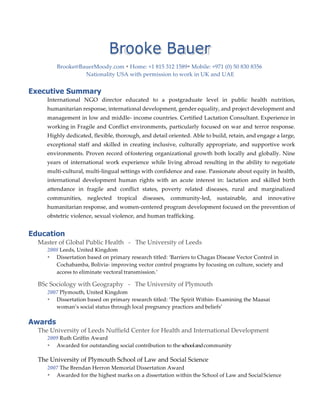 Bauer CV_FINAL | PDF | Pregnancy | Reproductive Health