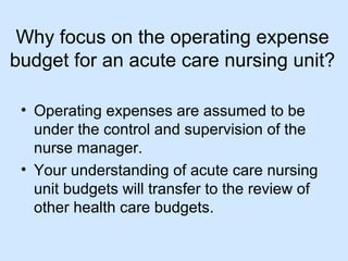 Nursing Unit Budget Reports | PPT
