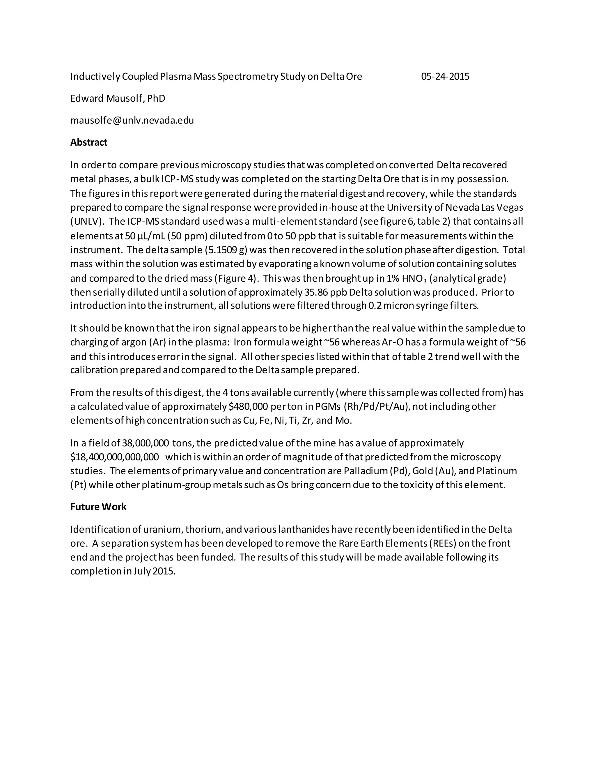 Delta ICPMS Report Mausolf | DOCX
