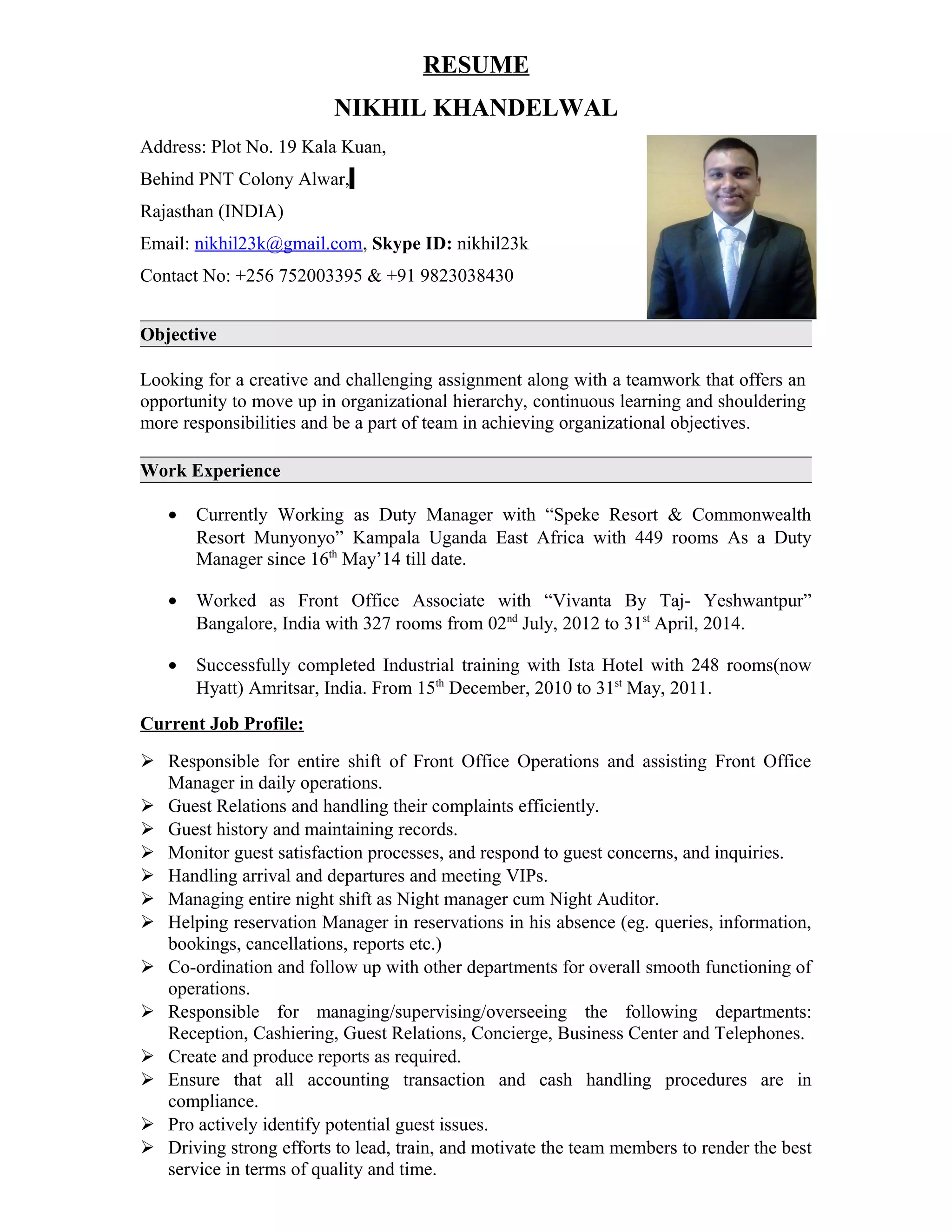 NIKHIL KHANDELWAL CV Sept, 2016 (1) | PDF