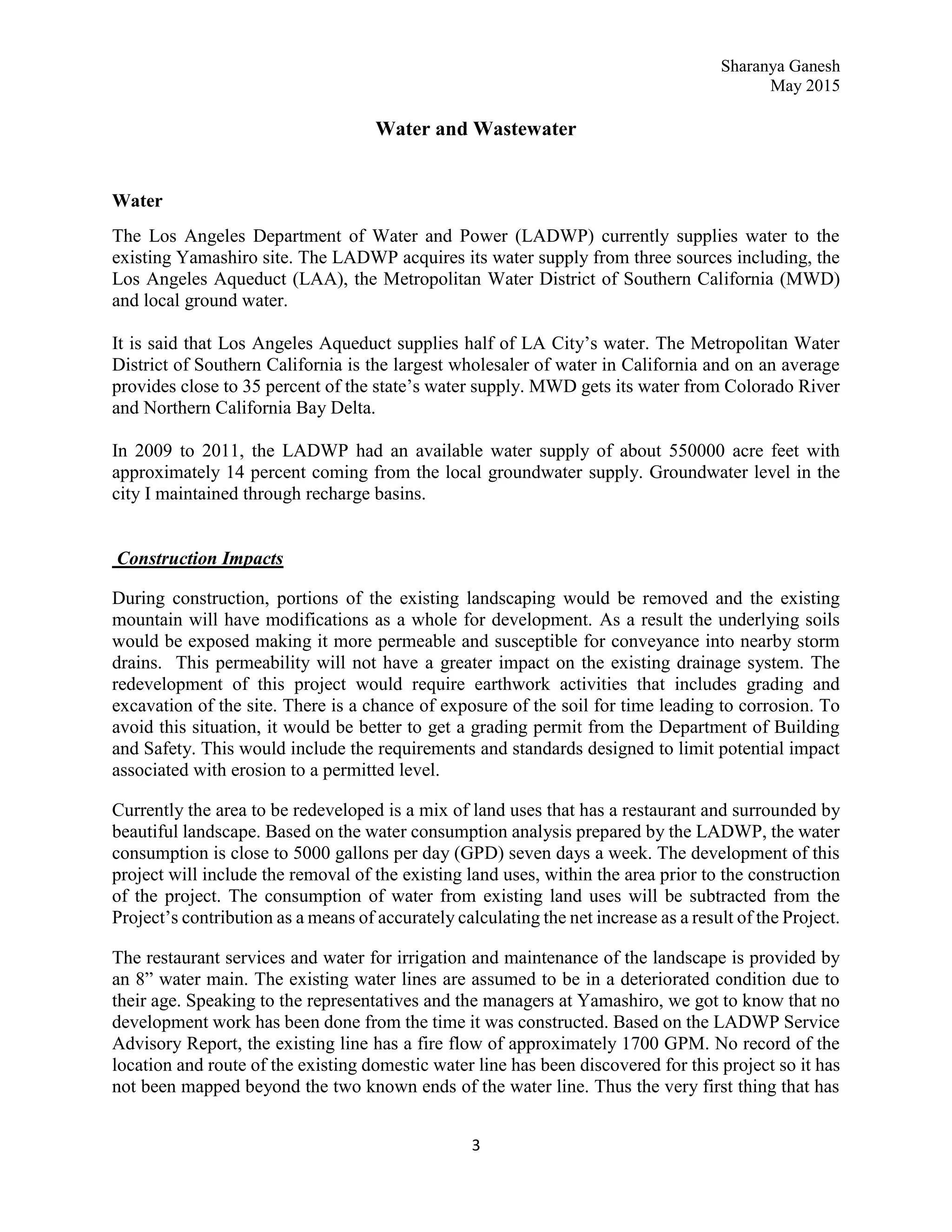 Writing Sample - Draft EIR | PDF