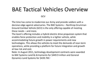 BAE Tactical Vehicles Overview | PPT