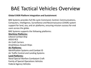 BAE Tactical Vehicles Overview | PPT