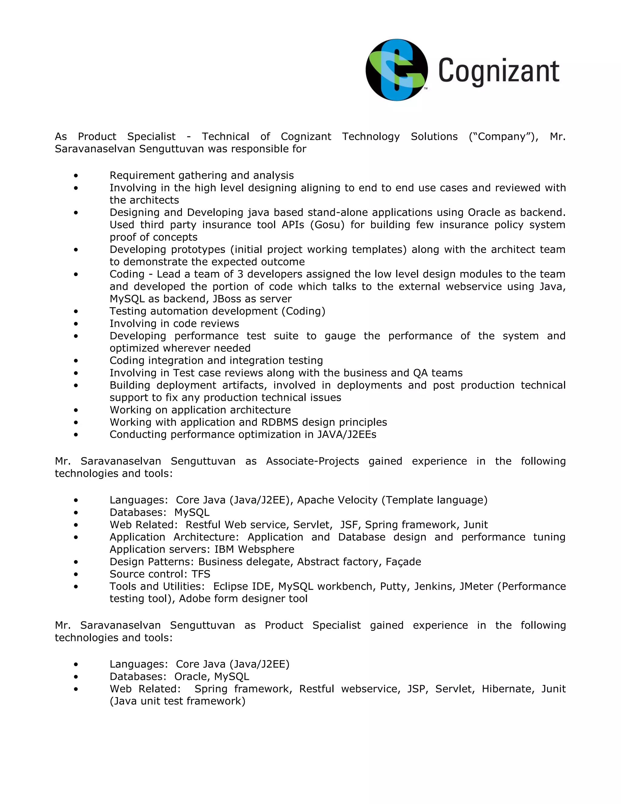 CTS - Experience letter | PDF