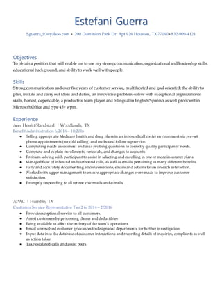 Estefani Guerra Resume 2016 | DOCX | Sales | Business