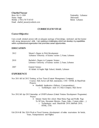 Charbel Nassar CV 2016 | PDF
